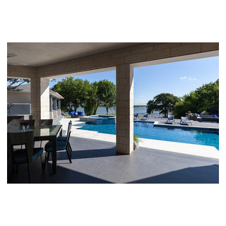 Outdoor Pool and Entertainment Area - Contemporary - Patio - Dallas ...