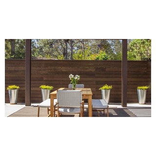 Patio with wood floor inset - Contemporary - Patio - San Diego - by ...