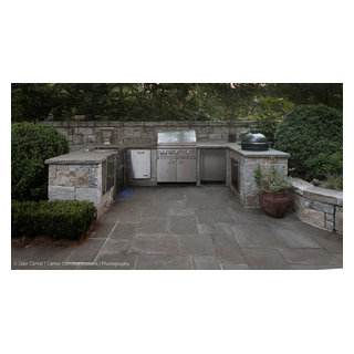 Peachtree battle lap pool with submerged spa and water feature ...