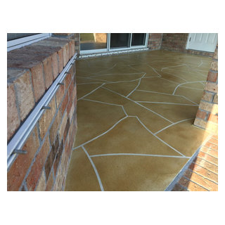 Porch & Patio: Stained Flagstone Concrete Overlay - Modern - Patio ...