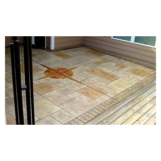 Resurfaced Patio Deck with Custom Star Medallion - Craftsman - Patio ...