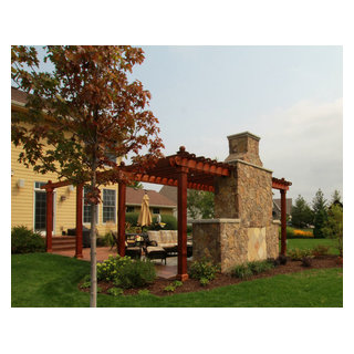 Rustic Outdoor Living Room with Fireplace - Traditional - Patio ...