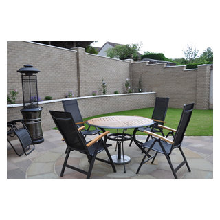 Sandstone patio with inset circle - Contemporary - Patio - Other - by ...