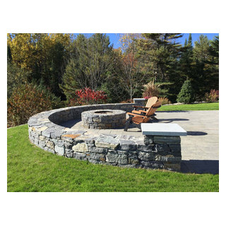 Stone Fire Ring and Seating Wall - Traditional - Patio - Portland Maine ...