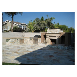 Stone Ledger Outdoor Kitchen - Mediterranean - Patio - Dallas - by ...