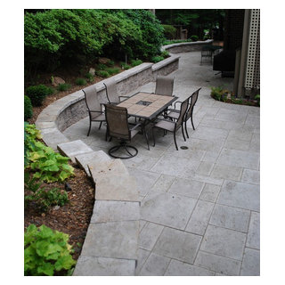 Stone Terraced Pool Deck, Patios, Fountains, Walls, Steps, Pergola ...