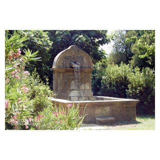 Wall Fountains out of Antique Limestone-Tuscan, French, Mediterranean ...
