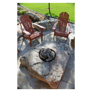Waterfall & Fire Pit - Rustic - Patio - Denver - by Alpine Gardens | Houzz
