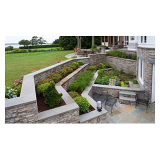 Waterfront Stacked Stone Patio and Large Lawn - Traditional - Patio ...