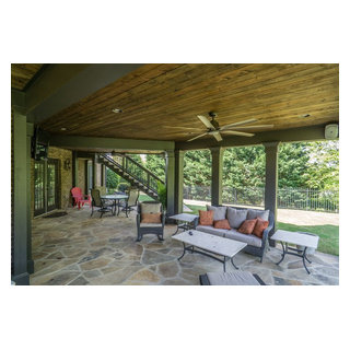 Watertight deck with T&G ceiling and pvc wrapped columns. - Traditional ...