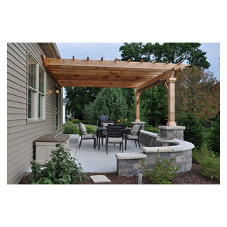 Yorkville - Pergola with Seat Wall & Driveway Borders - Traditional ...