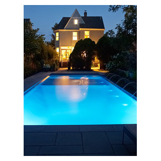 Pool Patio with Concrete Slabs - Transitional - Pool - New York - by ...