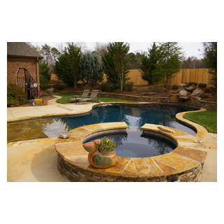 Batu Deck and Fireplace - Rustic - Pool - Charlotte - by Deckscapes Inc ...