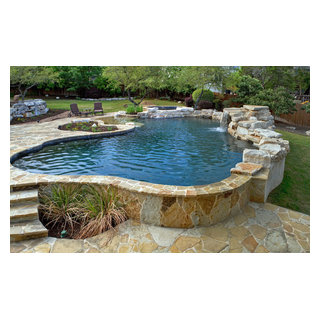Beach Entry Pool With Waterfall - Traditional - Pool - Austin - by ...