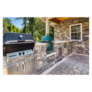 Below Ground Pool with Patio and Pool House Project - Traditional ...