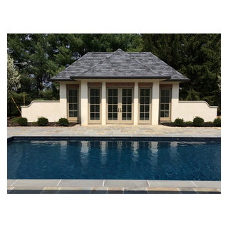 Bethlehem Township custom salt water pool with deck jets - Traditional ...
