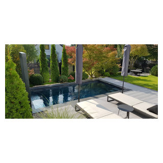 Beton- Folienbecken 5,00 x 3,00 x 1,50 m mit dunkler Srukturfolie ...