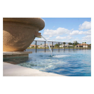 Big Pool with Infinity Edge and Custom Water Bowls in Davie, Florida ...