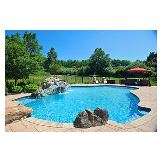 Boulder Waterfall Pool - Rustic - Pool - New York - by Blue Haven Pools ...