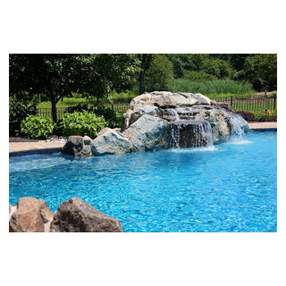 Boulder Waterfall Pool - Rustic - Pool - New York - by Blue Haven Pools ...