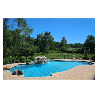 Boulder Waterfall Pool - Rustic - Pool - New York - by Blue Haven Pools ...