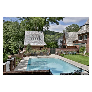 Brick Garage with Slate Roof - Traditional - Pool - New York - by ...