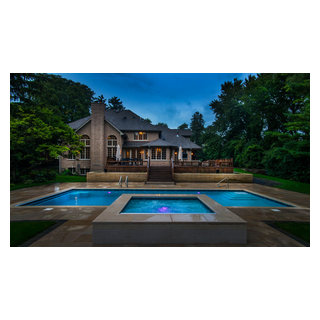 Burr Ridge, IL Swimming Pool, Raised Spa With Waterfall and Deck Sprays ...