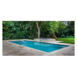 Burr Ridge, IL Swimming Pool, Raised Spa With Waterfall and Deck Sprays ...