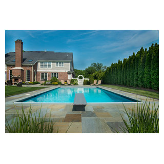 Burr Ridge, IL Swimming Pool With Sunshelf, Diving Board - Traditional ...