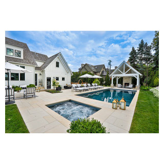 Burr Ridge Swimming Pool and Hot Tub Project - Farmhouse - Pool ...