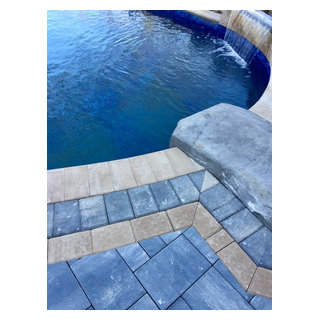 Cambridge Pavers Montauk Blue Ledgestone Pool Patio - Miller Place, NY ...