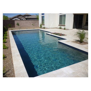 Classic Pool with Blue Water Line Tile - Contemporary - Pool - Phoenix ...