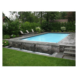 Classic Pool with sheer descent waterfall - Traditional - Pool - New ...