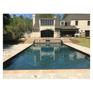 Country French Meets Classic Rectangle Swimming Pool - Transitional ...