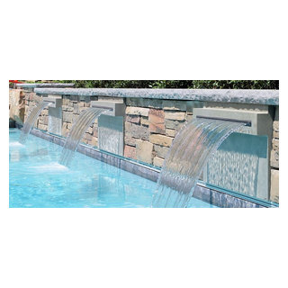 Custom Stone Pool Water Feature - Transitional - Swimming Pool & Hot ...