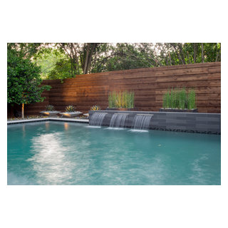 Dallas Small Modern Pool, Flush Spa with Safety Fence - Modern - Pool ...