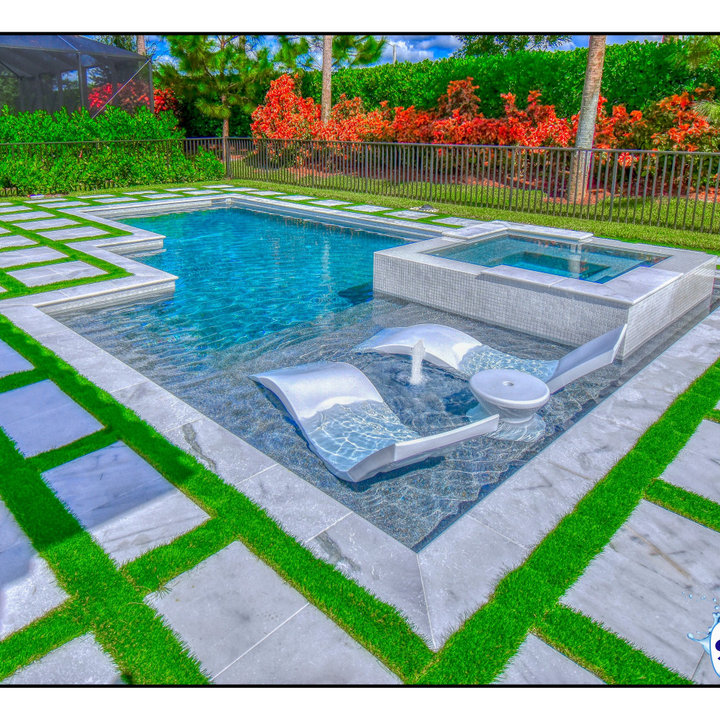 White Travertine Pool Deck - Photos & Ideas | Houzz
