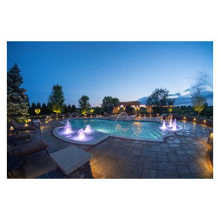 Elgin, IL Roman End Pool with Freeform Hot Tub - Mediterran - Pools ...