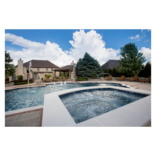 Elgin, IL Roman End Pool with Freeform Hot Tub - Mediterranean - Pool ...