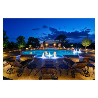 Elgin, IL Roman End Pool with Freeform Hot Tub - Mediterranean ...