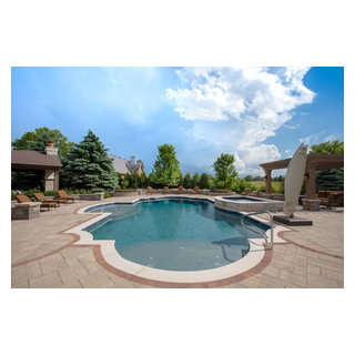 Elgin, IL Roman End Pool with Freeform Hot Tub - Mediterranean - Pool ...