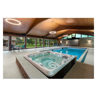 Elm Grove Indoor Pool Revilization- Hot Tub - Midcentury - Pool ...