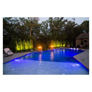 fire & water w/ infinity edge custom gunite pool - Contemporary - Pool ...