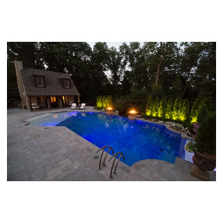 fire & water w/ infinity edge custom gunite pool - Contemporary - Pool ...