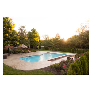 freeform beach entry with lap lane gunite pool - Contemporary - Pool ...