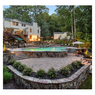 Freeform Pool with Raised Bond Beam - Pool - Baltimore - by Rhine ...