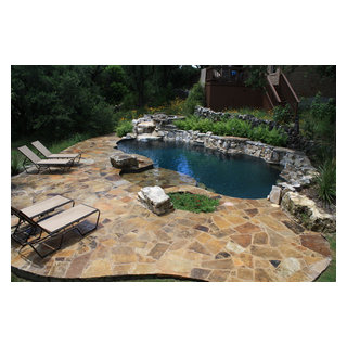 Freeform with large Flagstone deck - Rustic - Pool - Austin - by Fossil ...