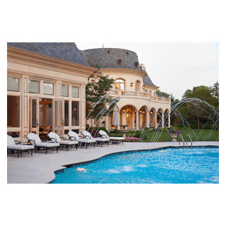 French Chateau with In Ground Swimming Pool and Water Fountain Jets ...