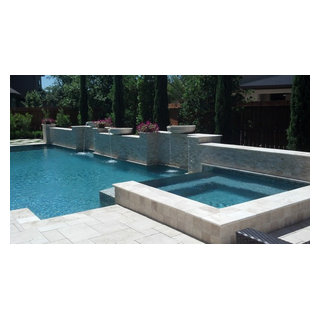 Geometric Pool with Raised Beam Wall - Modern - Pool - Houston - by ...