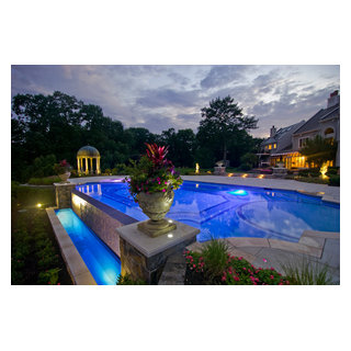Glass Tile Infinity Edge Pool Design - Traditional - Pool - New York ...